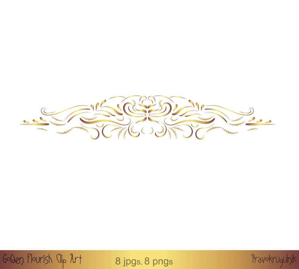 Gold Border Clipart, Gold Frame Clipart, Gold Clip Art Swirl , Flourish ...