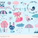 Cute Spring Animal Clipart Set Kawaii Spring Clip Art Blue - Etsy