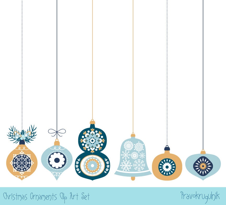 Christmas Clip Art Graphic Set, Christmas Tree Ornament Clipart ...
