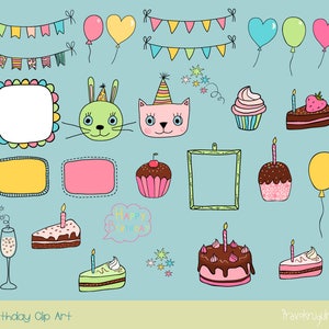 Cute Birthday Clipart Bunting, Birthday Party Clip Art Balloon ...