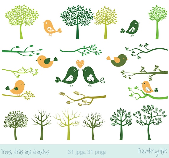 Love Birds In Tree Clipart