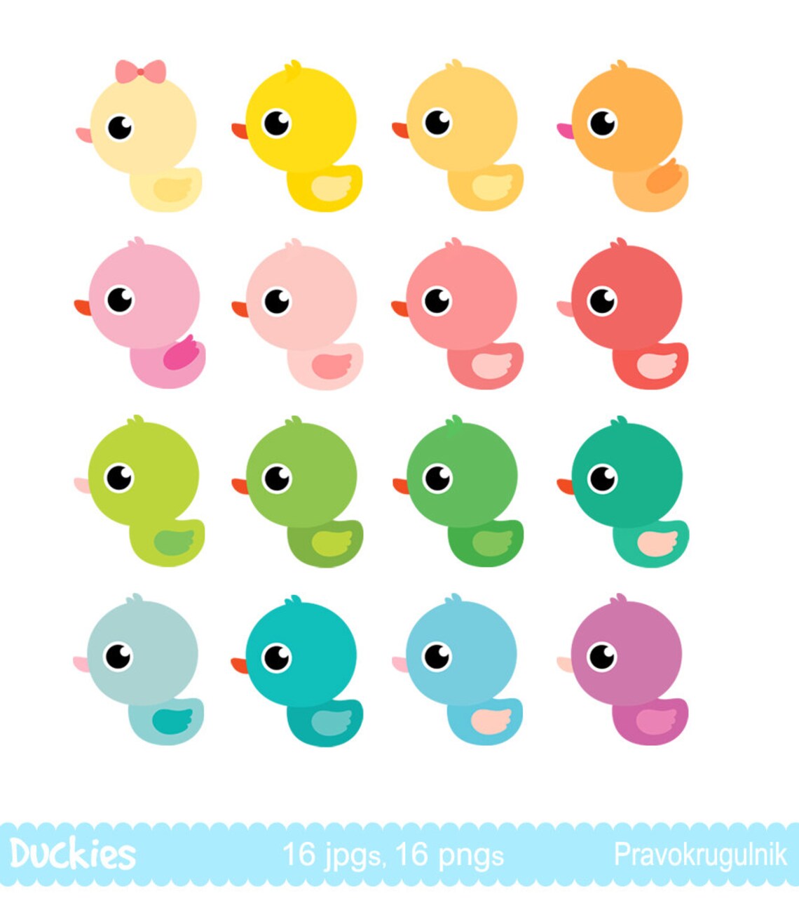Rubber Duck Clipart, Colorful Ducky Clipart, Nursery Clipart Clip Art ...