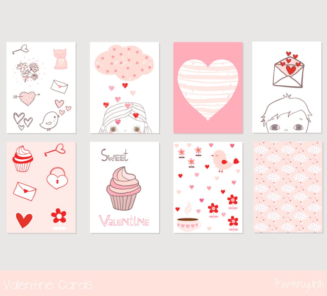 Cute Printable Valentine Card, Digital Kawaii Valentines, Printable ...
