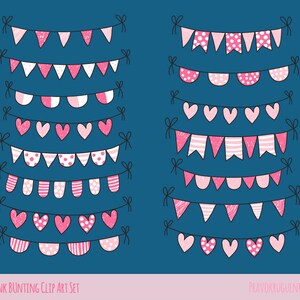 Valentine Bunting Clipart, Love Bunting Clip Art, Cute Hand Drawn ...