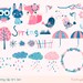 Cute Spring Animal Clipart Set Kawaii Spring Clip Art Blue - Etsy