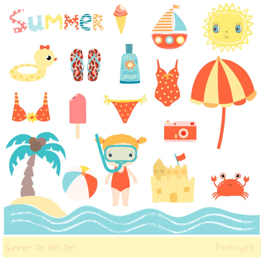 Cute Summer Clipart Beach Clipart Vacation Clip Art Holiday - Etsy