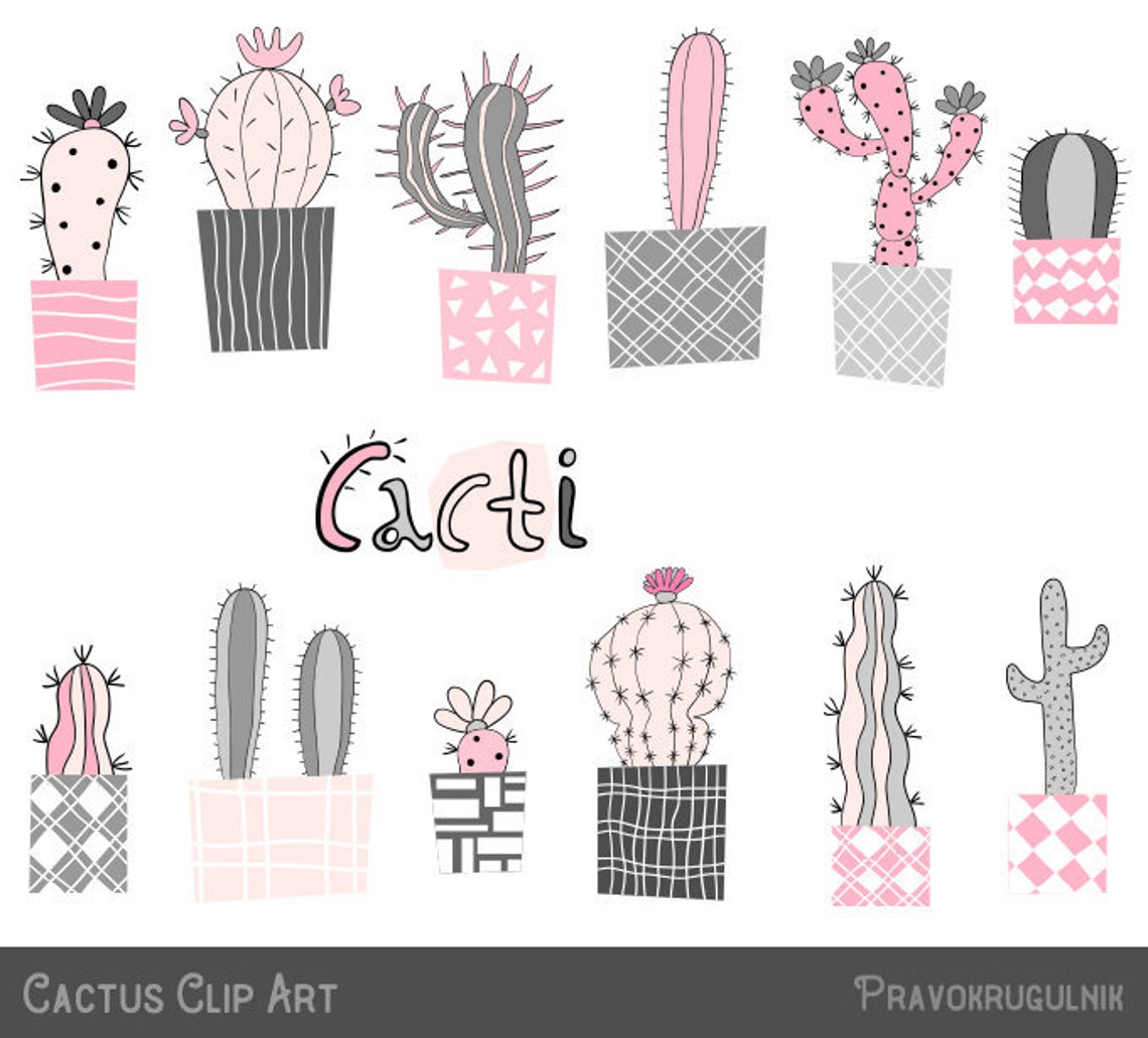 Potted Cactus Clip Art Cute Succulent Clipart Cute Cacti - Etsy
