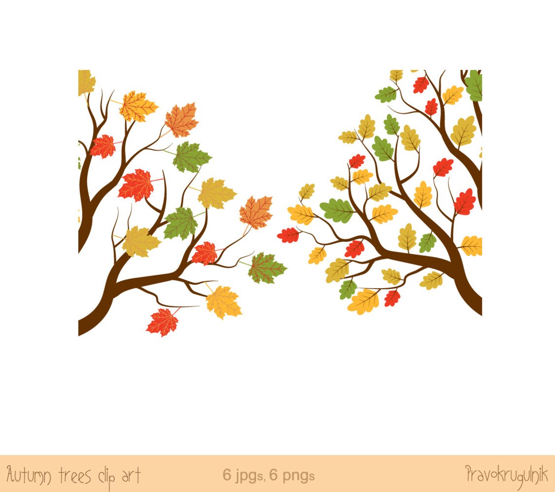 Autumn Tree Clip Art, Fall Tree Clipart, Oak Tree Clip Art, Maple Tree ...