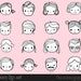 Hand Drawn Faces Clip Art, Doodle Outline Face Clipart, Black and White ...