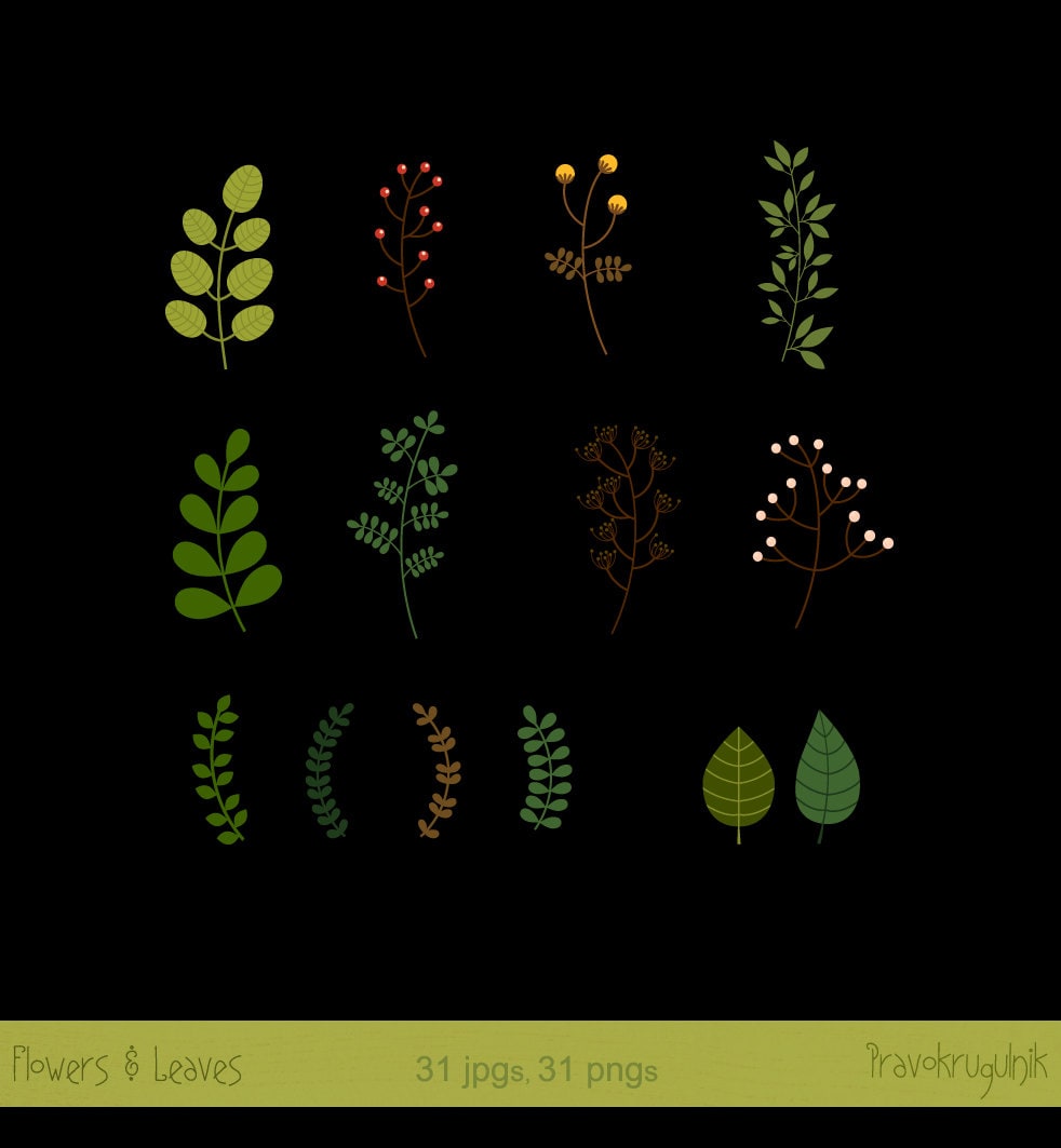 Mod Flowers Clipart Floral Elements Clipart Single Flowers - Etsy