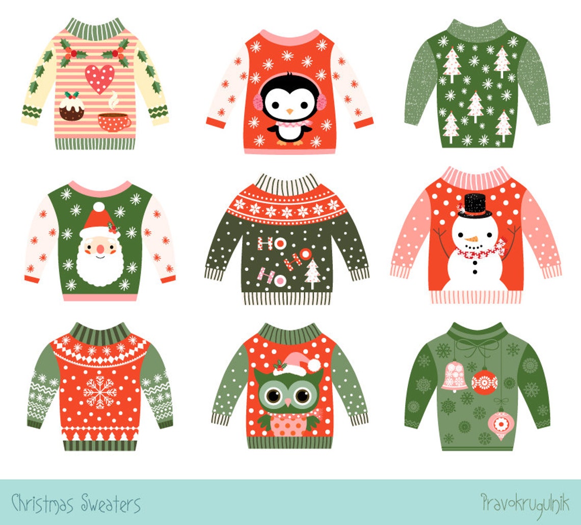 Cute Ugly Christmas Sweater Clipart, Cute Ugly Sweater Party Clip Art ...