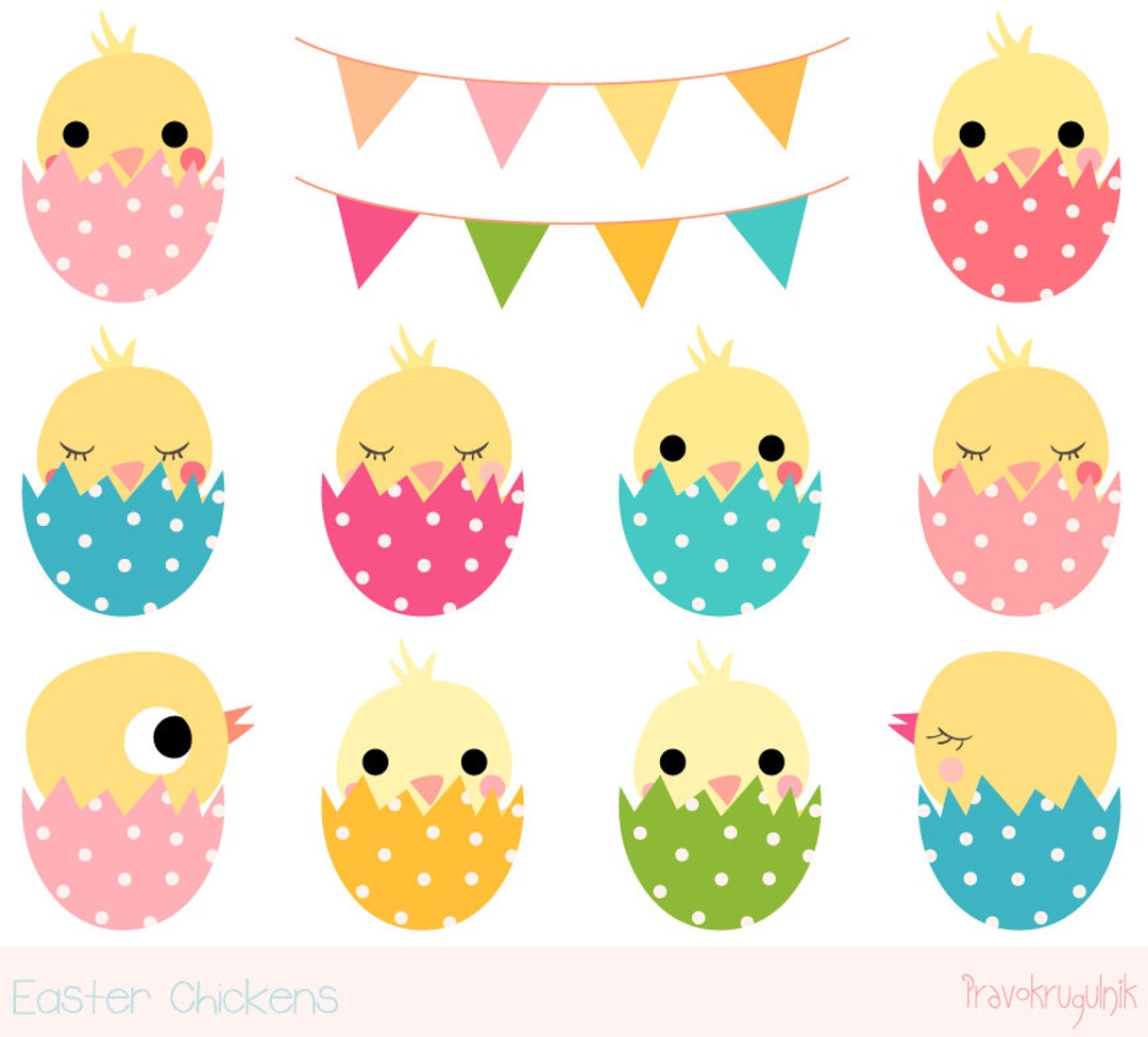 Easter Chick Clipart, Cute Chicken Clipart, Kawaii Chicken Clip Art ...