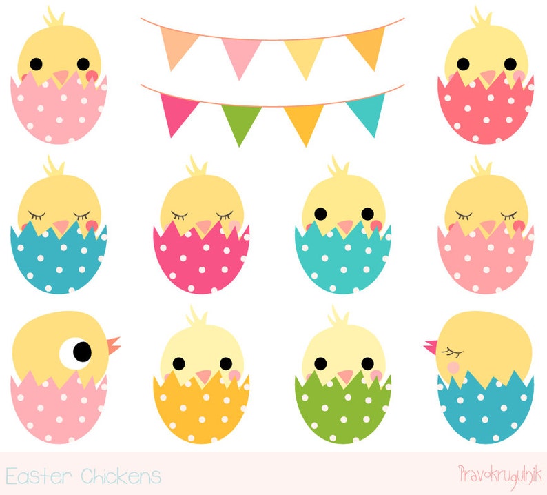 Easter Chick Clipart, Cute Chicken Clipart, Kawaii Chicken Clip Art ...