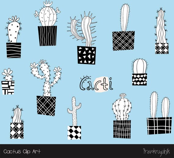 Cactus In Pot Clipart Black