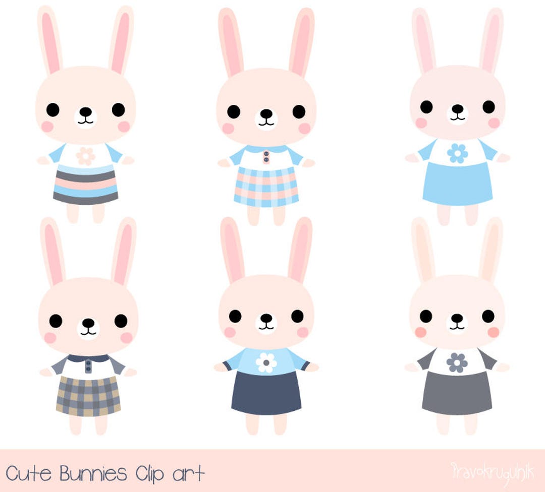 Cute Bunny Clipart, Kawaii Pink Bunny Clip Art, Baby Shower Clipart ...