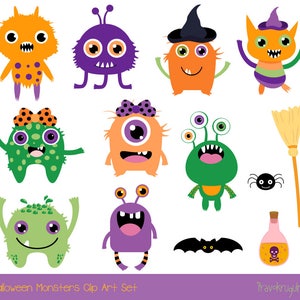 Cute Halloween Monster Clip Art, Halloween Clipart, Fun Halloween ...