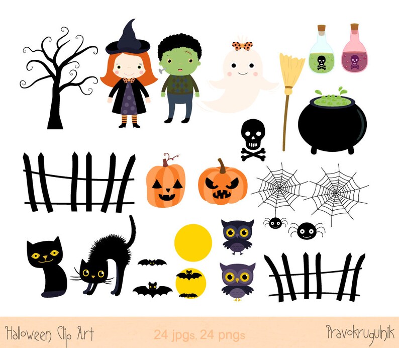 Halloween Clipart, Halloween Clip Art, Witch Hat Clipart, Pumpkin ...