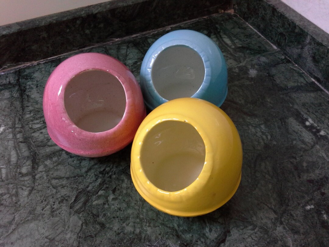 Set of 3 Colored Ceramic Yarns, Pins, Cotton Swab, Planter, Candle ...