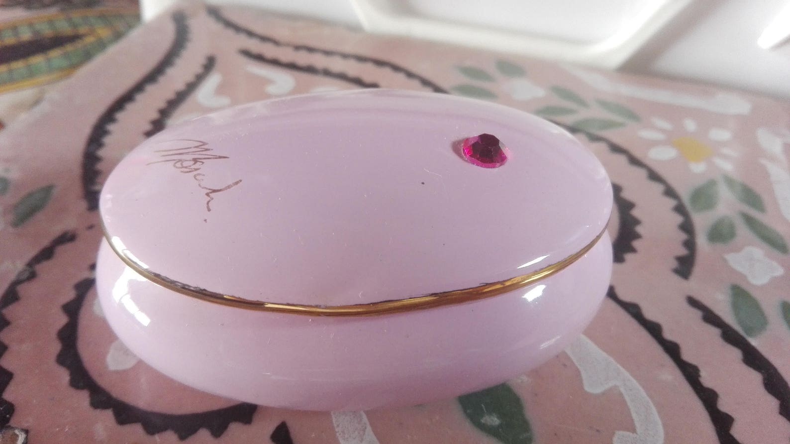 Vintage Pink Porcelain Powder Box, French Porcelain Powder Box, Trinket ...