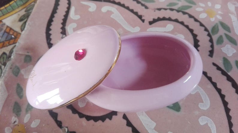 Vintage Pink Porcelain Powder Box, French Porcelain Powder Box, Trinket ...