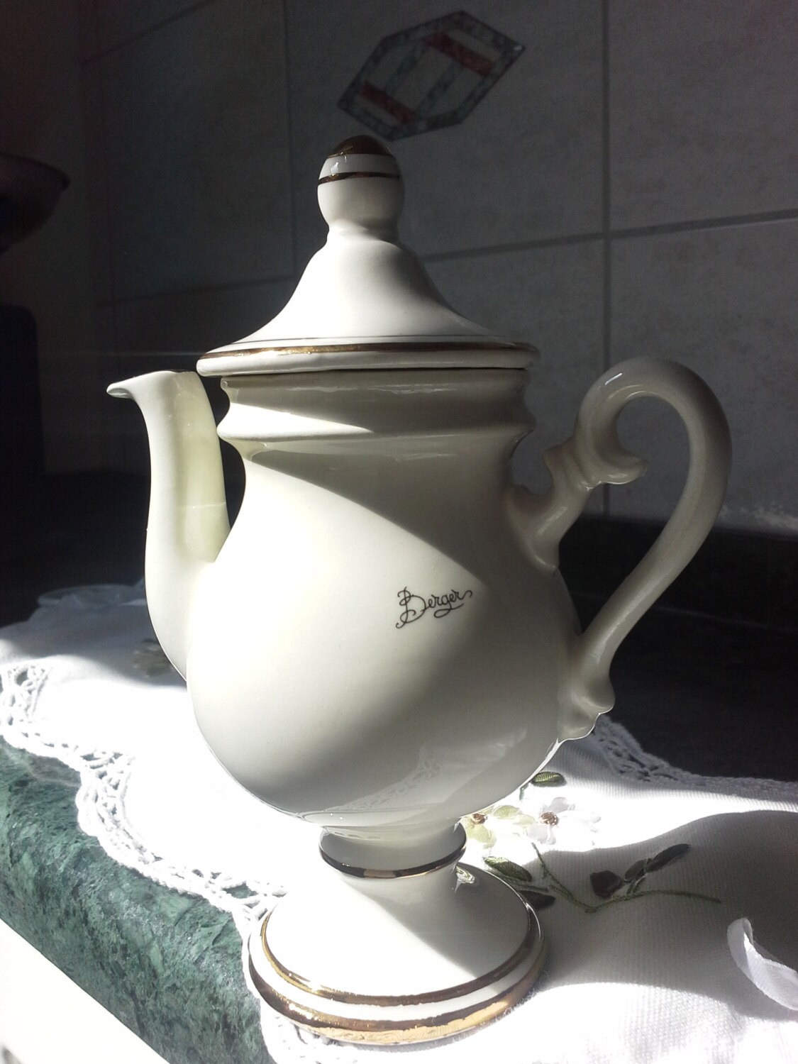 Vintage French Porcelain Tea Pot, Cofee Pot, White Porcelain Coffee ...