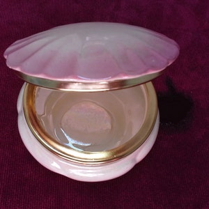 Vintage Pink Porcelain Powder Box, Vintage Italian Powder Box, Pink and ...