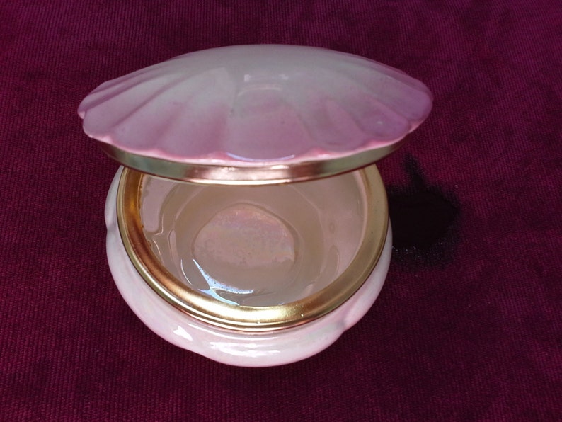 Vintage Pink Porcelain Powder Box, Vintage Italian Powder Box, Pink and ...