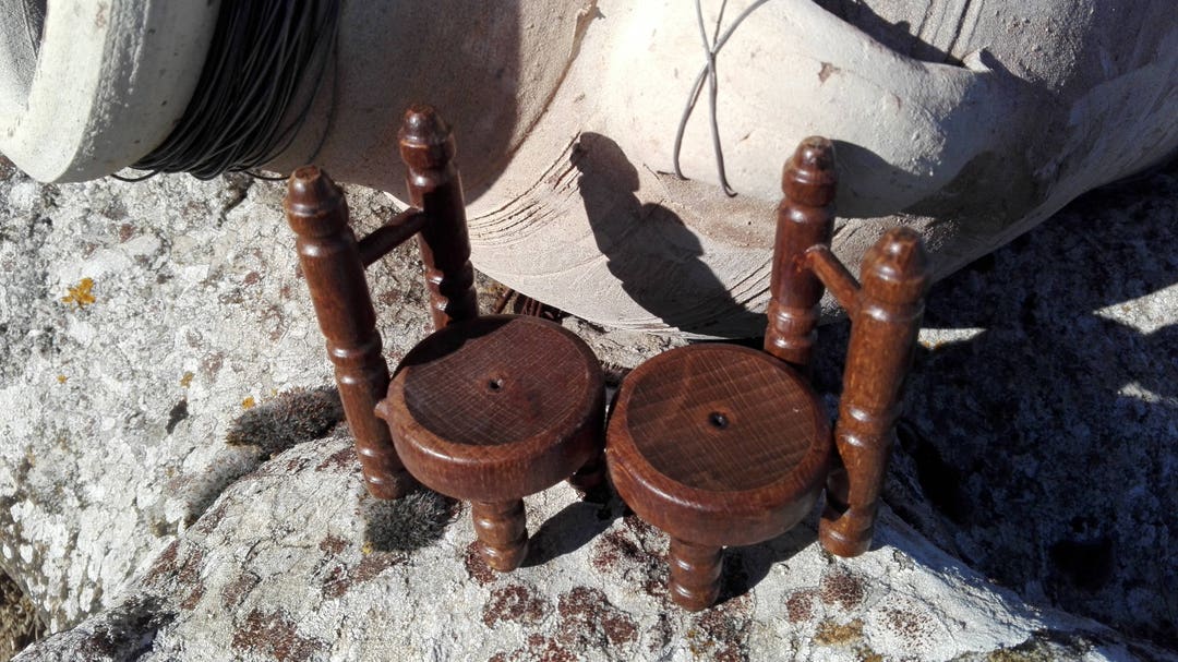 Miniature Wooden Chairs, Set of Two Miniature Chairs, Dollhouse Chairs ...