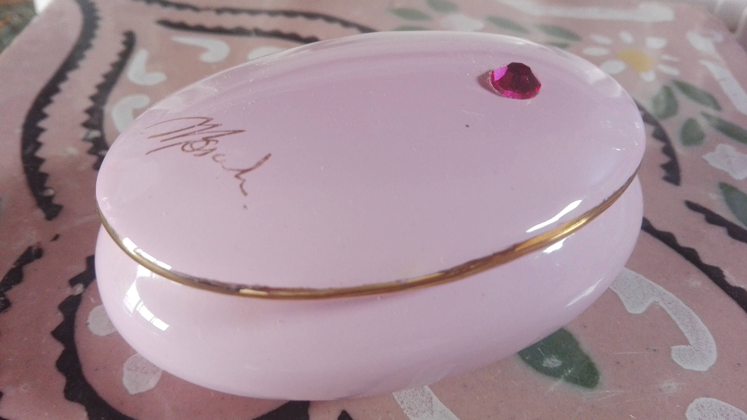 Vintage Pink Porcelain Powder Box, French Porcelain Powder Box, Trinket ...