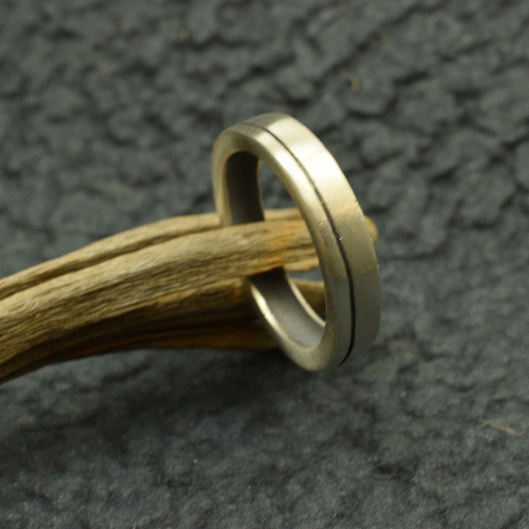 Men's Ring in Sterling Silver Matte Finish Ring Line - Etsy