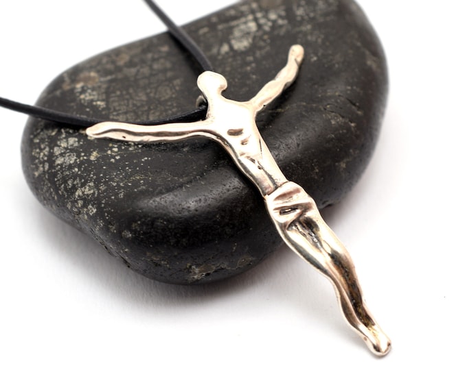 Sterling Modern Crucifix Pendant Handmade Sculpture Jesus - Etsy