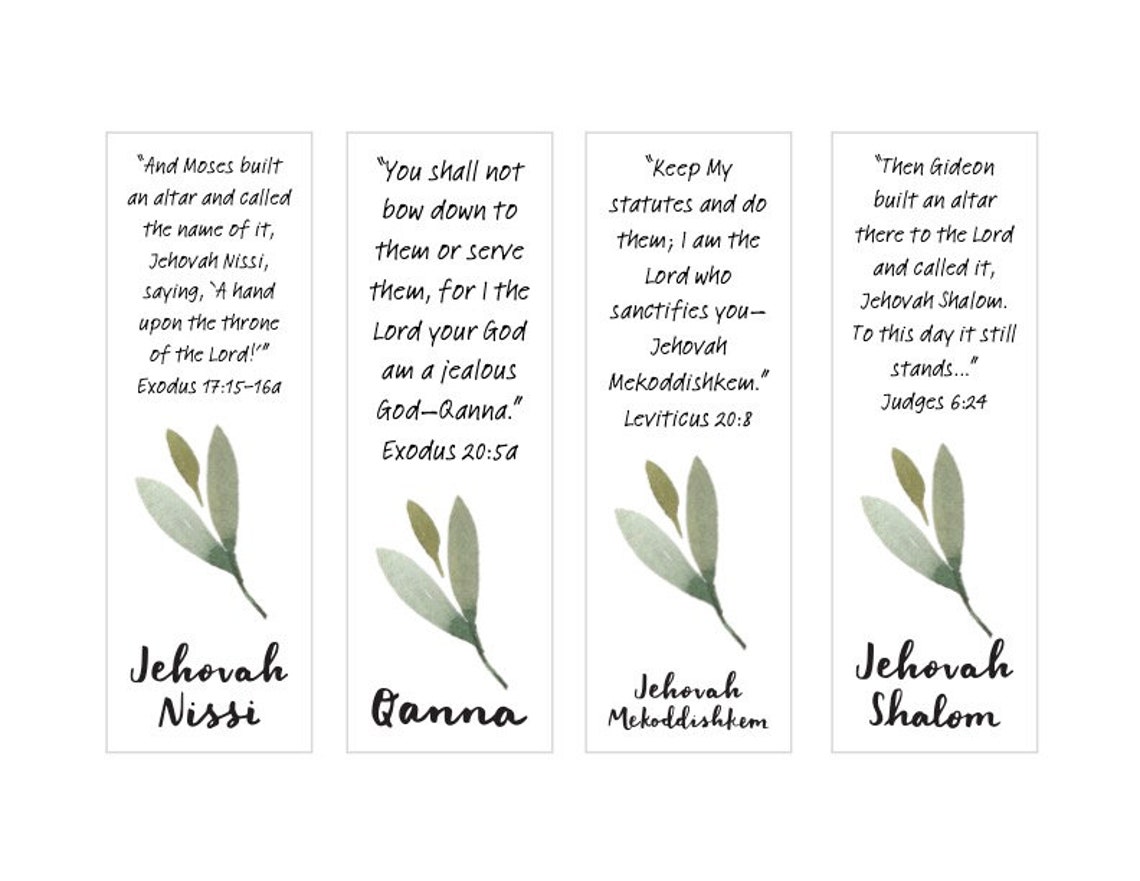 16 Names of God Bookmarks + BONUS El Roi PDF Download Printable - Etsy