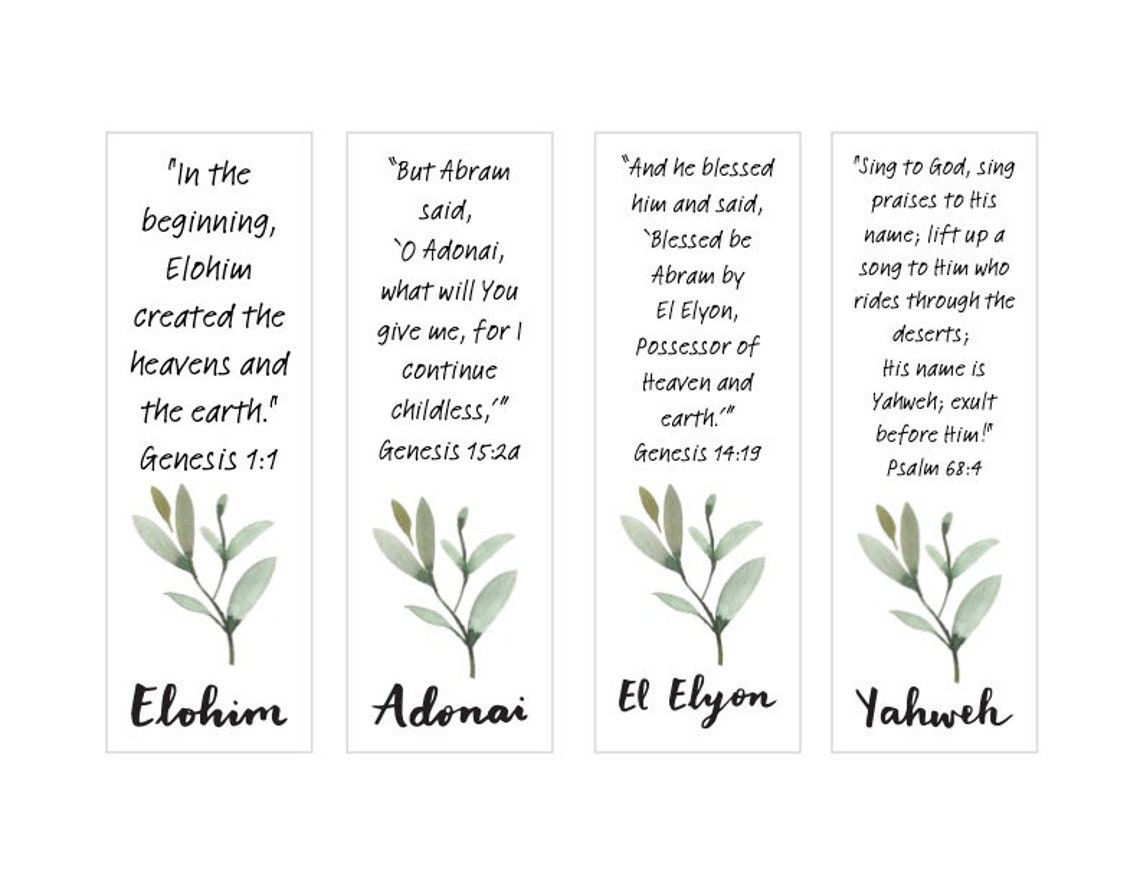 16 Names of God Bookmarks + BONUS El Roi PDF Download Printable - Etsy