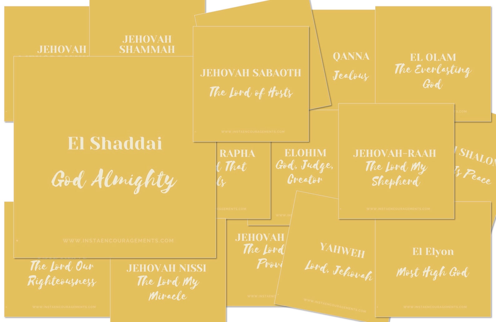 16 Names of God PRAYER PROMPT Cards 5x5 Prints + 4 BONUS Worship Cards ...