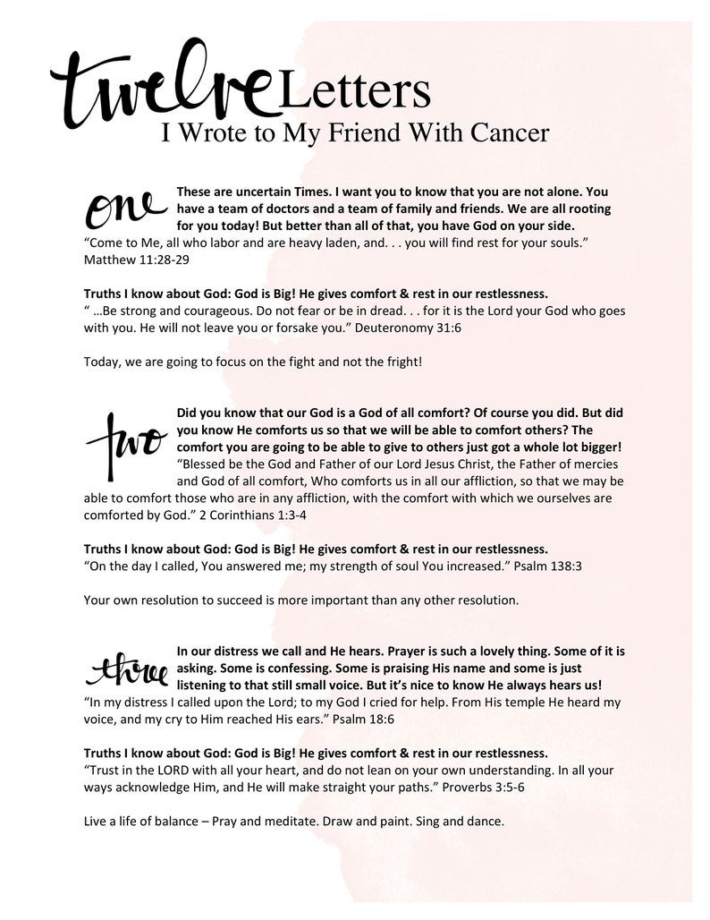 12 Letters I Wrote to My Friend With Cancer PDF Download Printable - Etsy