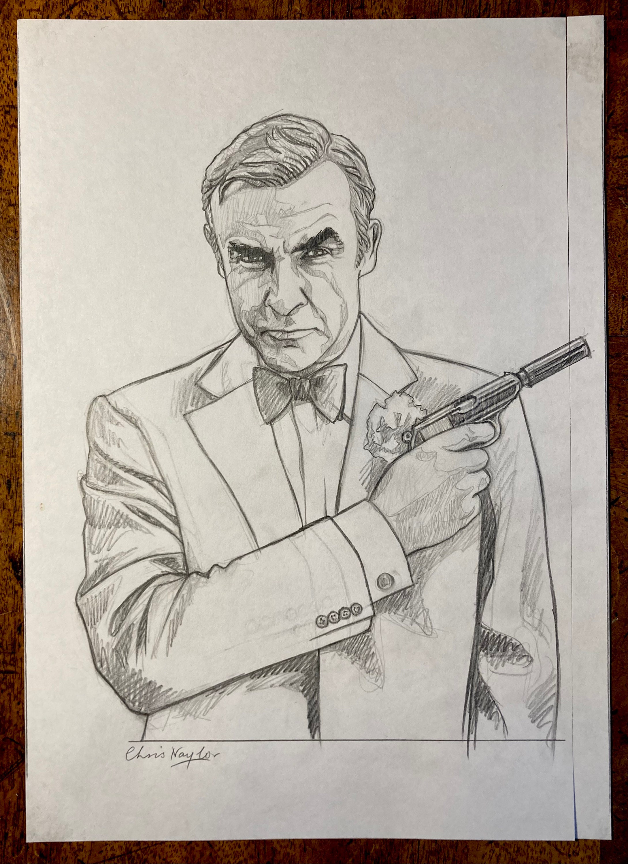 ORIGINAL Preparatory Pencil Drawing of SEAN CONNERY james Bond by Chris ...