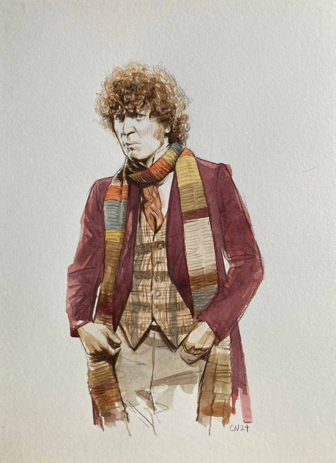Limited Edition Art Print of TOM BAKER From the Original Watercolour ...