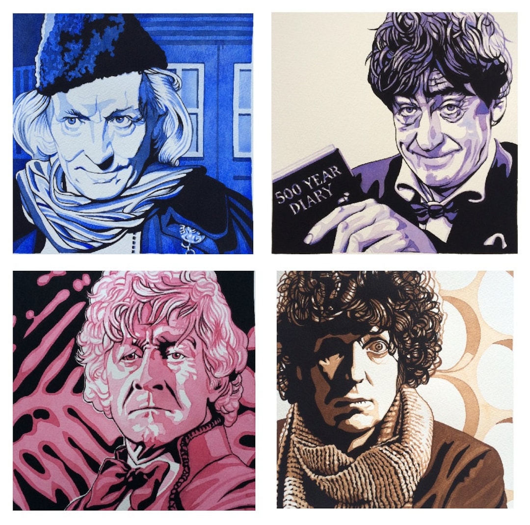 Limited Edition Art Print of William Hartnell, Patrick Troughton, Jon ...