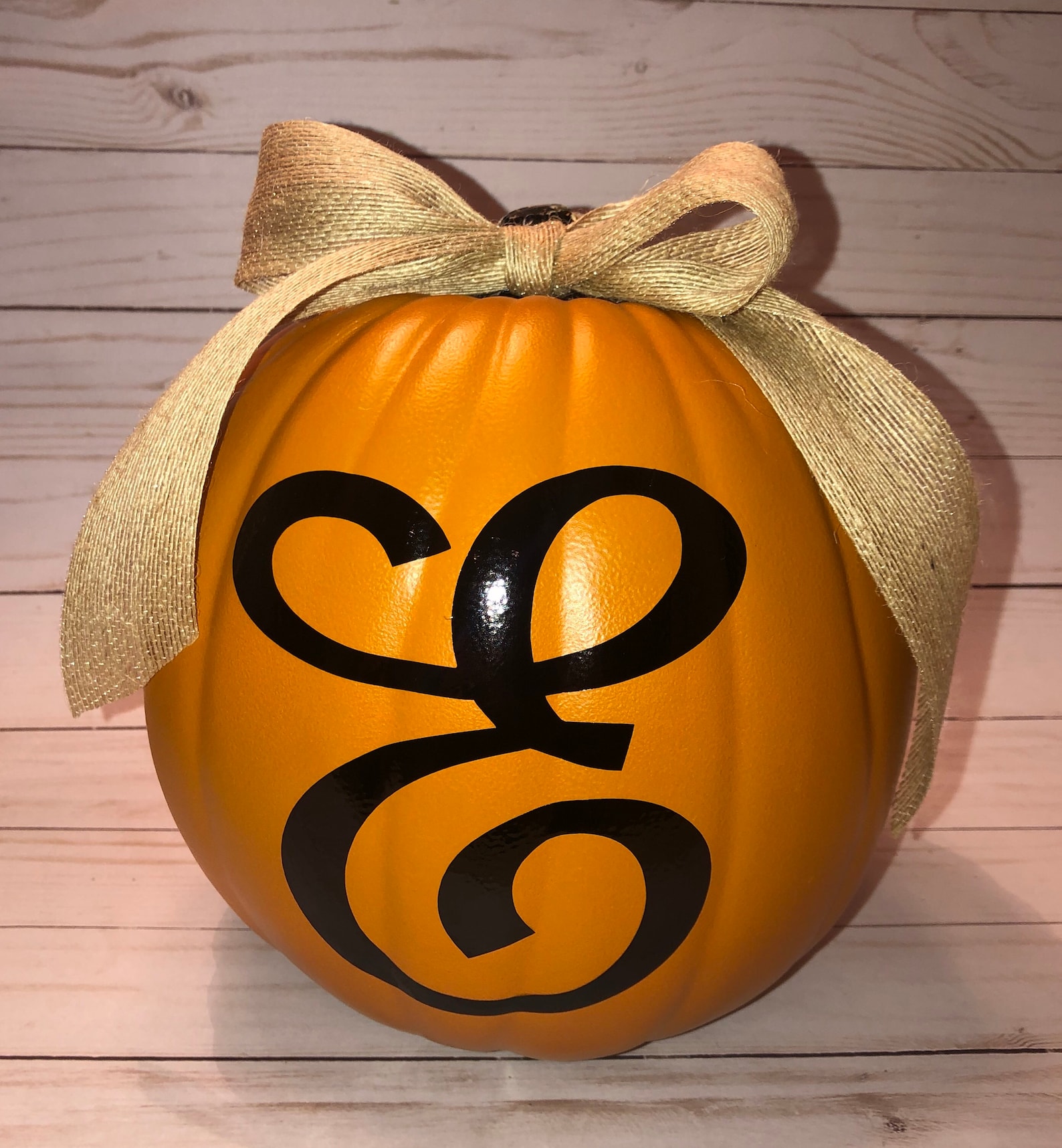 Personalized Monogram Pumpkin: White or Orange Faux Fall Decor (9.5 ...