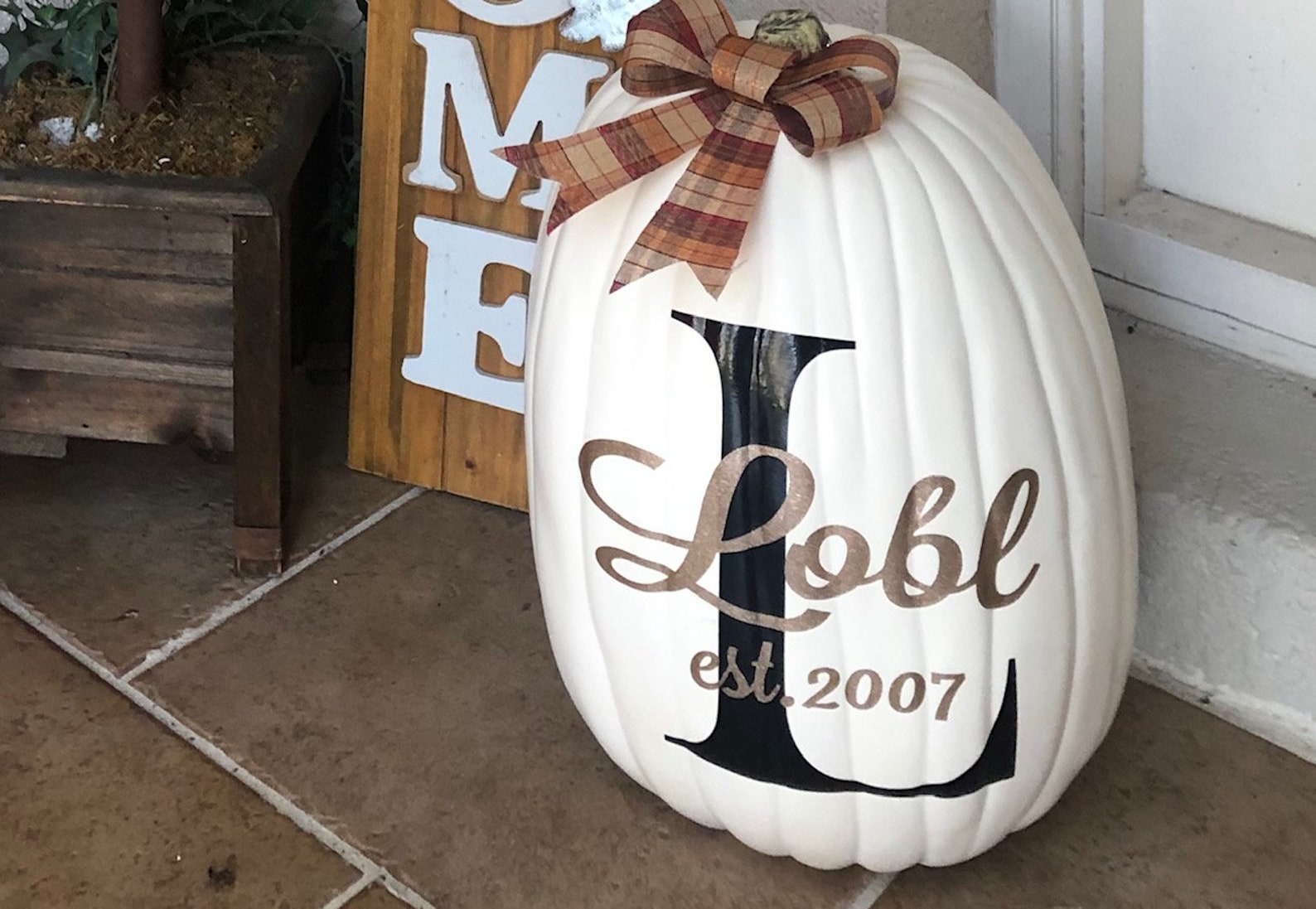 Personalized Monogrammed Pumpkins ! 13” Tall White or Orange Faux ...