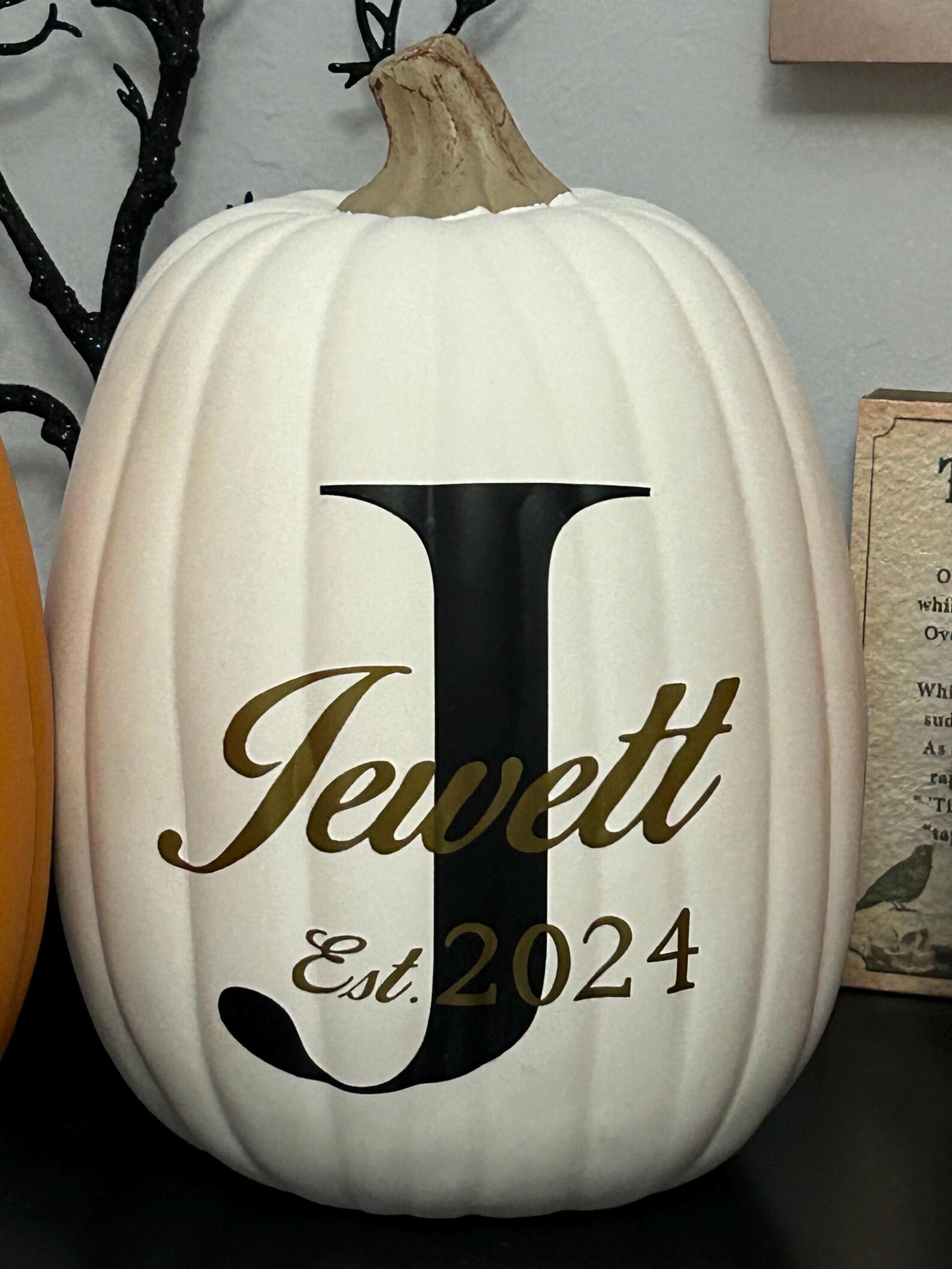 Personalized Monogrammed Pumpkins ! 13” Tall White or Orange Faux ...