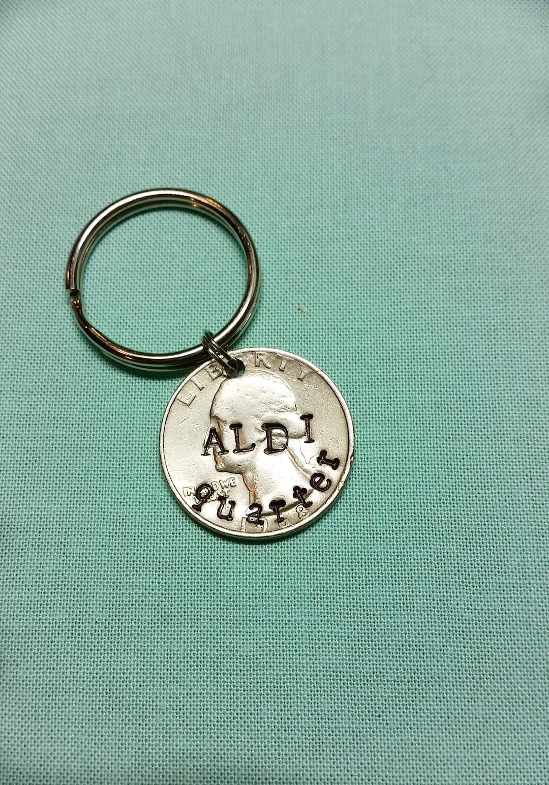 Aldi Quarter Holder, Coin Keychain, Cart Keychain, Hand Stamped Coin ...