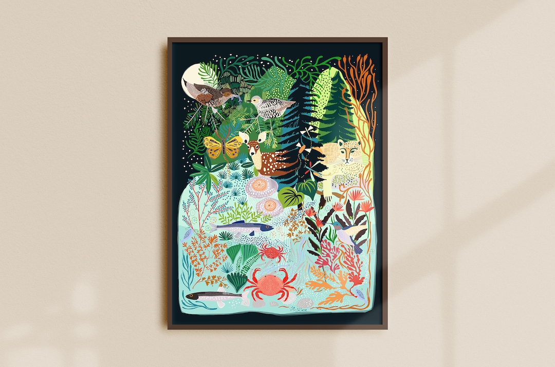 BC Wildlife Art Print | Forest Art | Ocean Art | Nature Art | Pacific ...