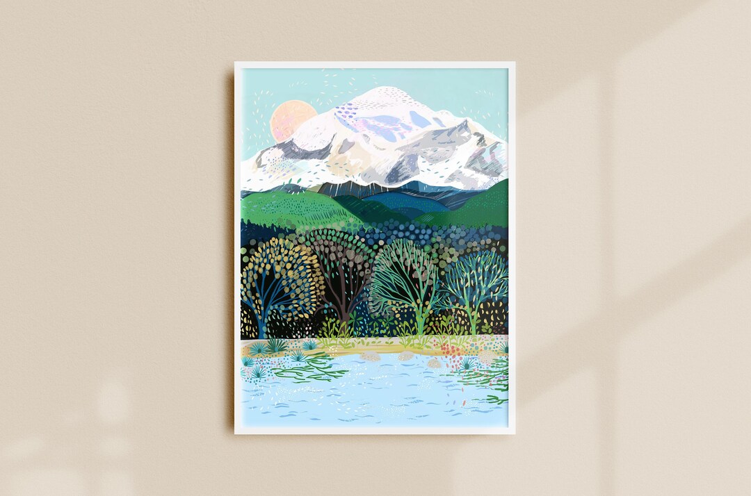 Mount Baker Art Print | Mountain Range | Watercolour Mountains ...