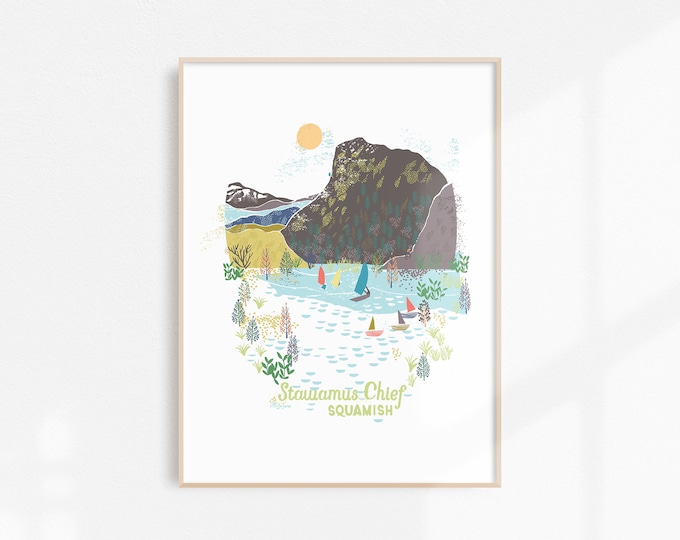 Sea to Sky Mountain Poster / Squamish to Whistler, BC / PNW Cascadia ...