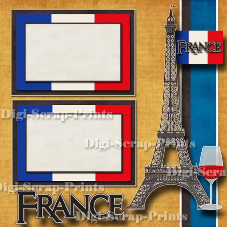 FRANCE ~ Vacation Travel 2 Printed 12X12 Pre-made Scrapbook Pages Quick ...