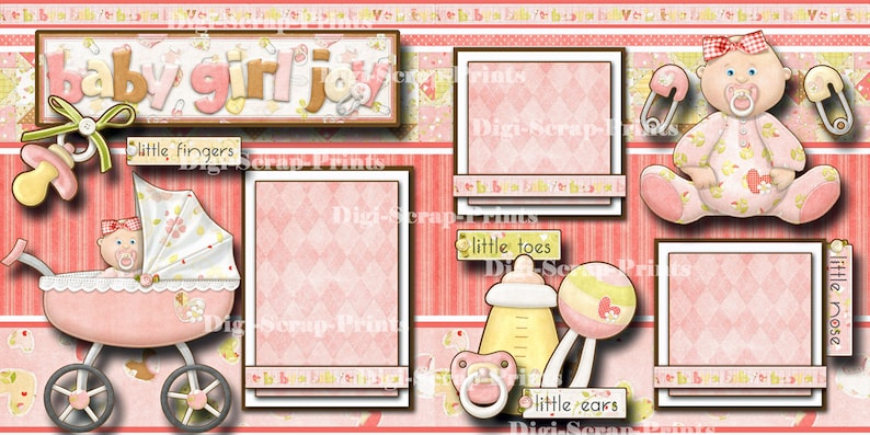 BABY GIRL ~ 2 Printed 12X12 Pre-made Scrapbook Pages Quick Pages ...