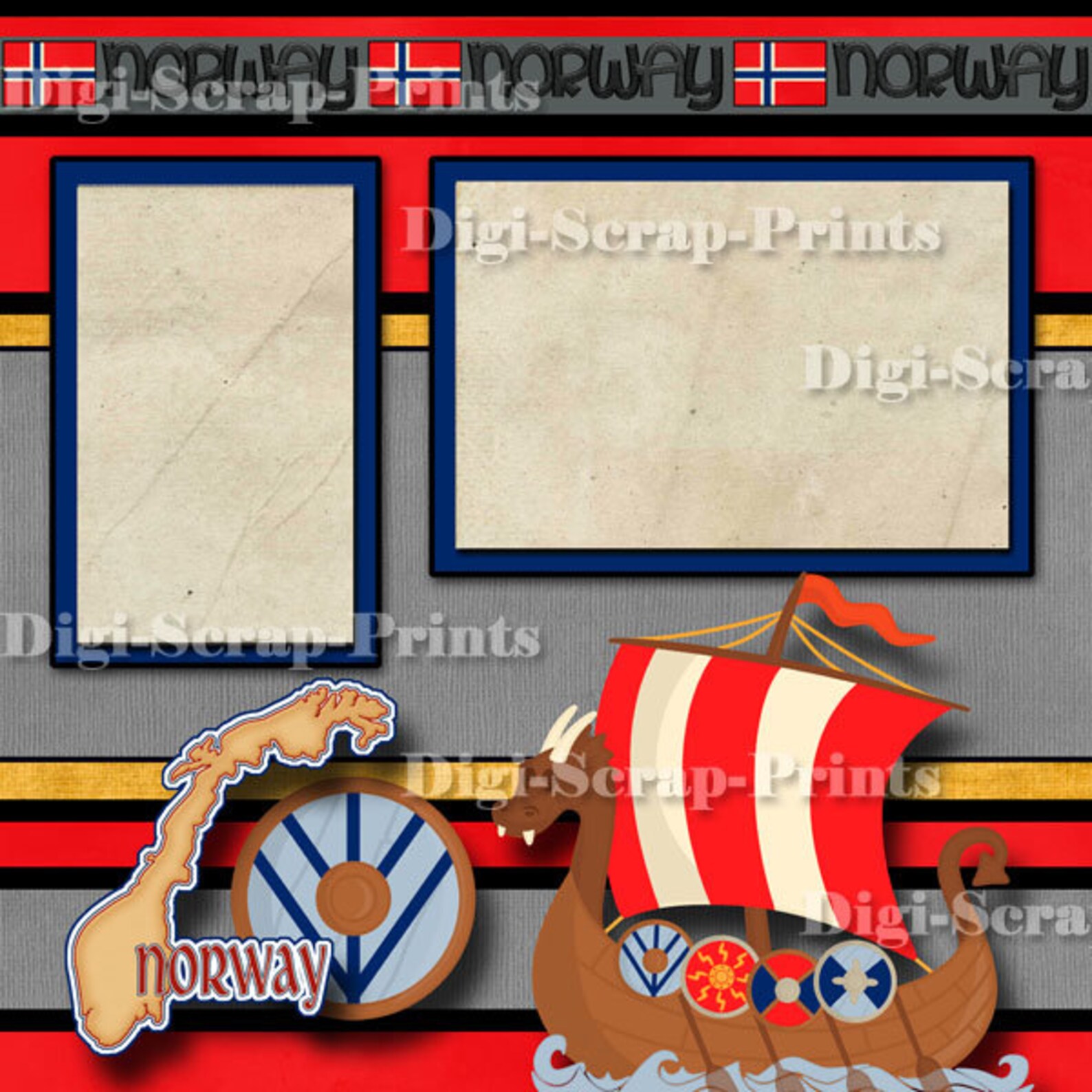 NORWAY ~ Vacation Travel 2 Printed 12X12 Pre-made Scrapbook Pages Quick ...