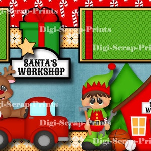 CHRISTMAS Santa's Workshop 2 Printed 12X12 Pre-made Scrapbook Pages ...