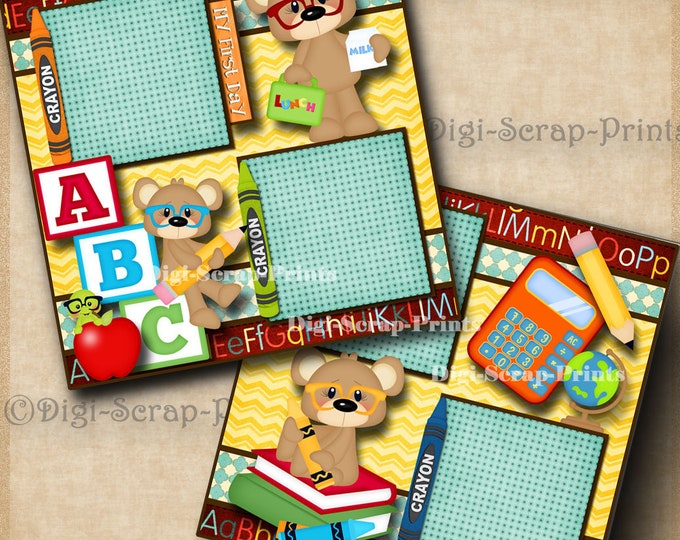 PRESCHOOL KINDERGARTEN School 2 Printed 12X12 Pre-made Scrapbook Pages ...